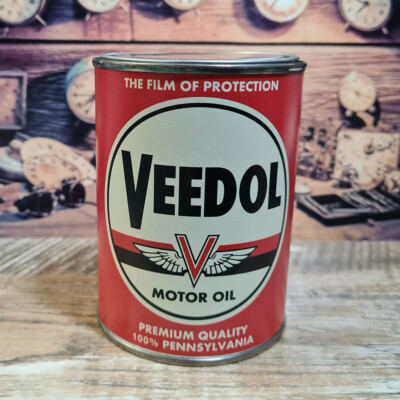 VINTAGE REPLICA VEEDOL MOTOR OIL TIN CAN REPRODUCTION TIN CANS DISPLAY ...