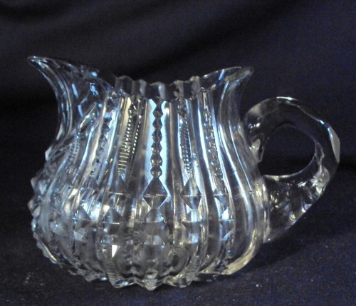 ABP cut glass Creamer zipper prism pattern Pitkin Brooks? individual ...
