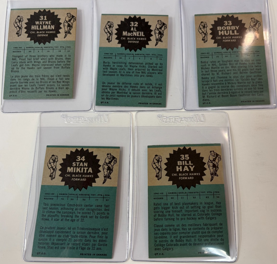 1962-63 Topps Hockey Cards 1-66 ** Complete Set**1- PSA #7 Graded #56 ...