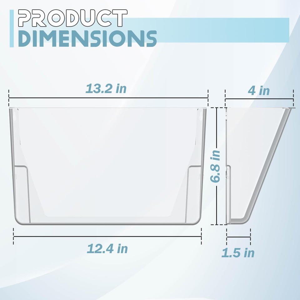 4 Pack Clear Single Pocket Wall Mounted File Organizer Magazines Folder ...