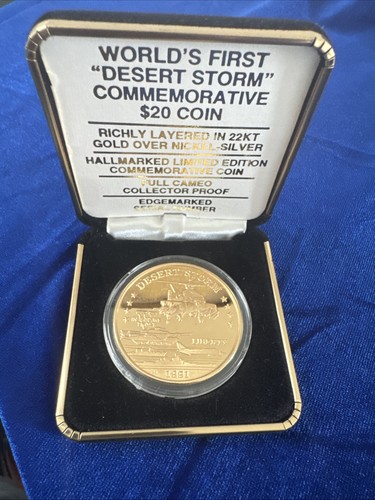 1991 Desert Storm Commemorative $20 coin! Layered in 22 KT gold! Rare ...