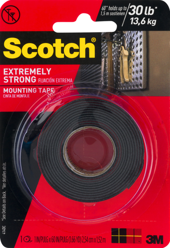 NEW 3M Scotch Extreme Double Sided Mounting Tape 1" X 60" Holds up to ...