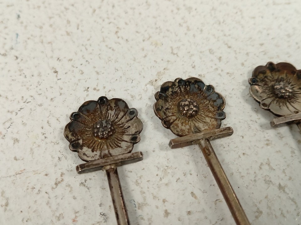 Vintage Decorative Flower Top Teaspoon Set of 6 White Metal Spoons 4 ...