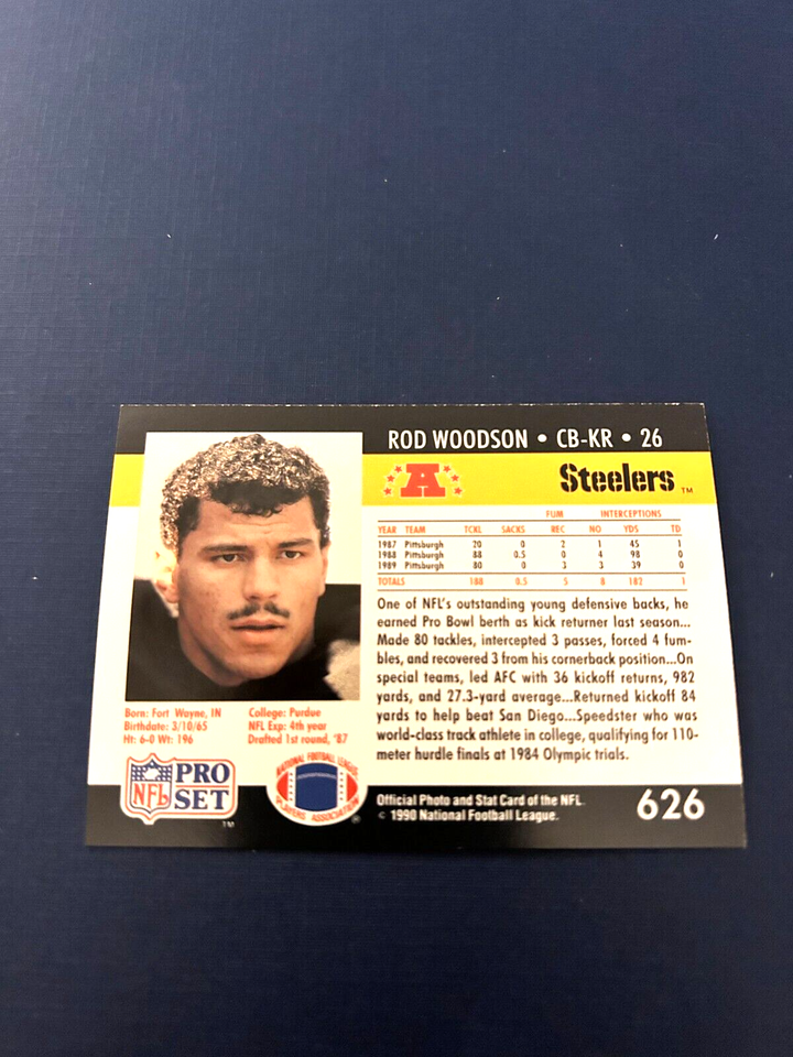 1990 Pro Set Football Rod Woodson #626 HOF Set Break NM | eBay