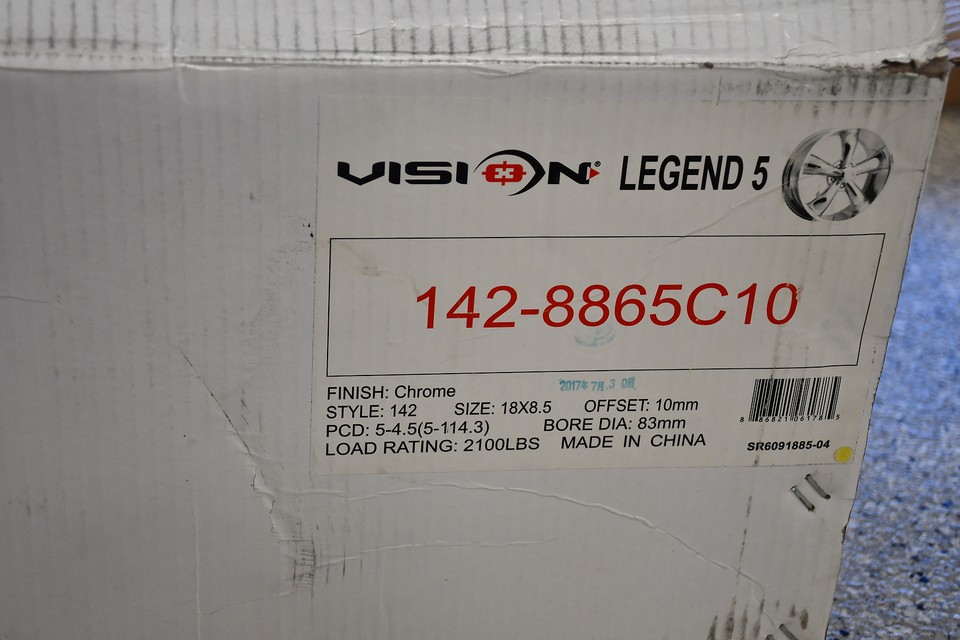 Single 18x8.5 Vision 142 (Legends) Chrome Wheel 5x4.5/5x114.3 Rim ...