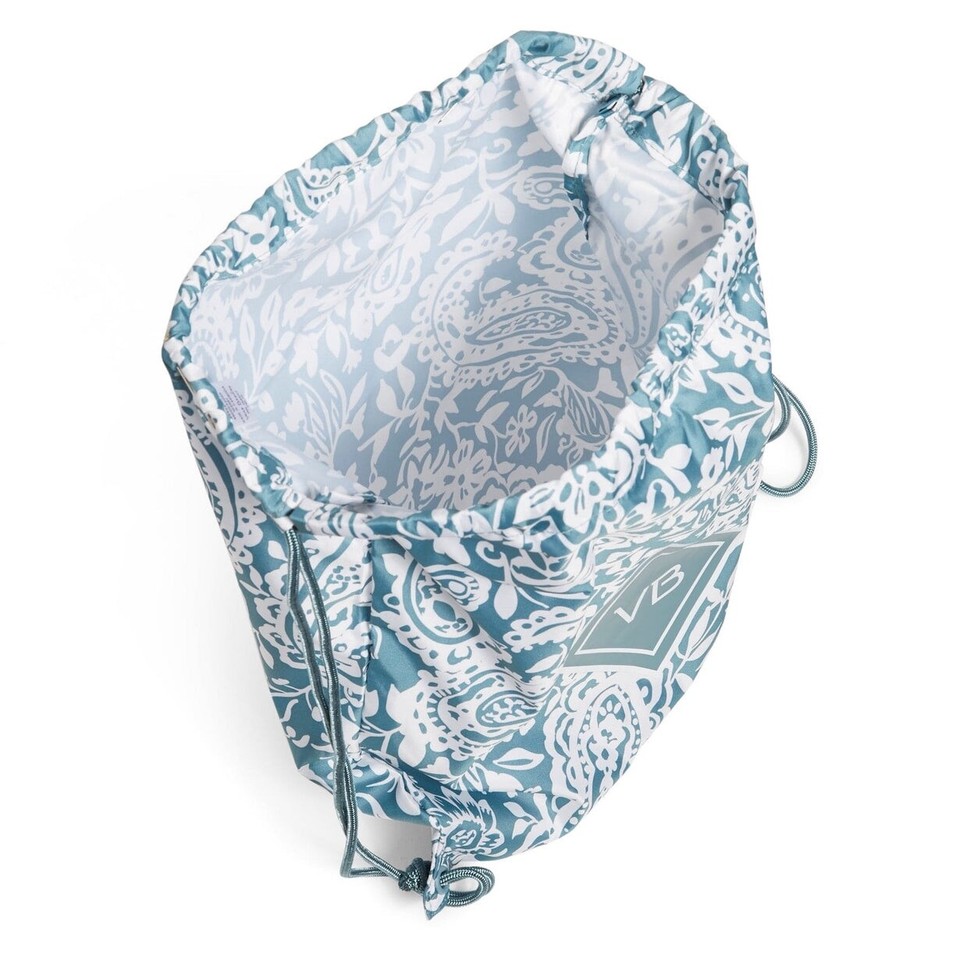Vera Bradley Drawstring Backsack Bag in Eden Paisley Blue Pattern. | eBay