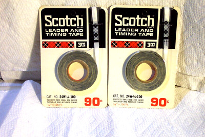 2 X Vintage Scotch 3M Leader & Timing Tape NOS #24W 1/4" x 100ft - 2 ...