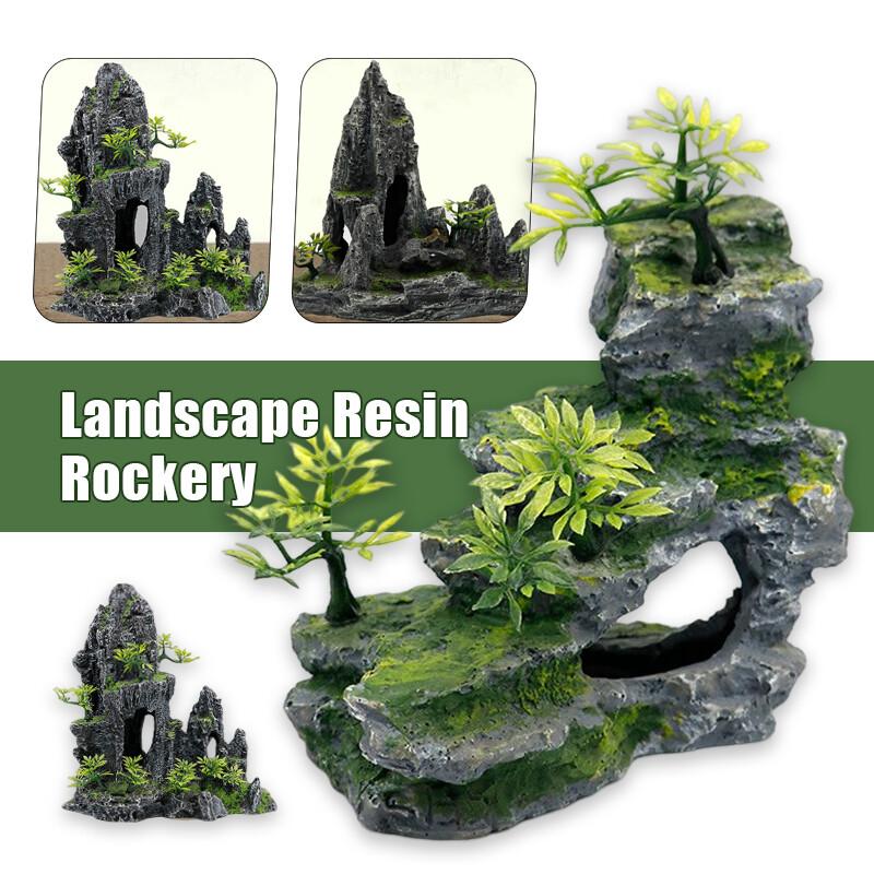 Artificial Aquarium Rocks And Caves Resin Mountain Scenery Decoration
