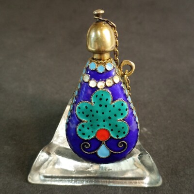 Gold plated Silver 916 PERFUMETTE Cloisonne Enamel Perfume Bottle 1960 ...