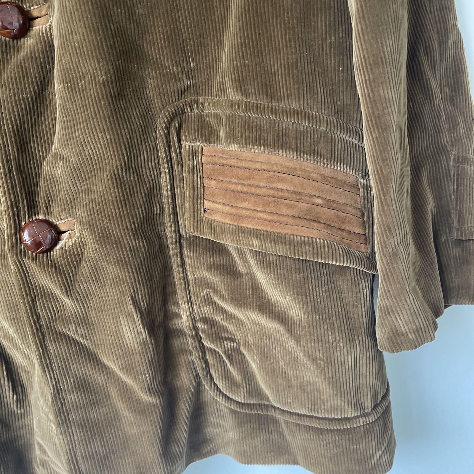 Vintage Cortefiel Corduroy Coat Womens EU 44 US L Brown Faux Fur Collar ...