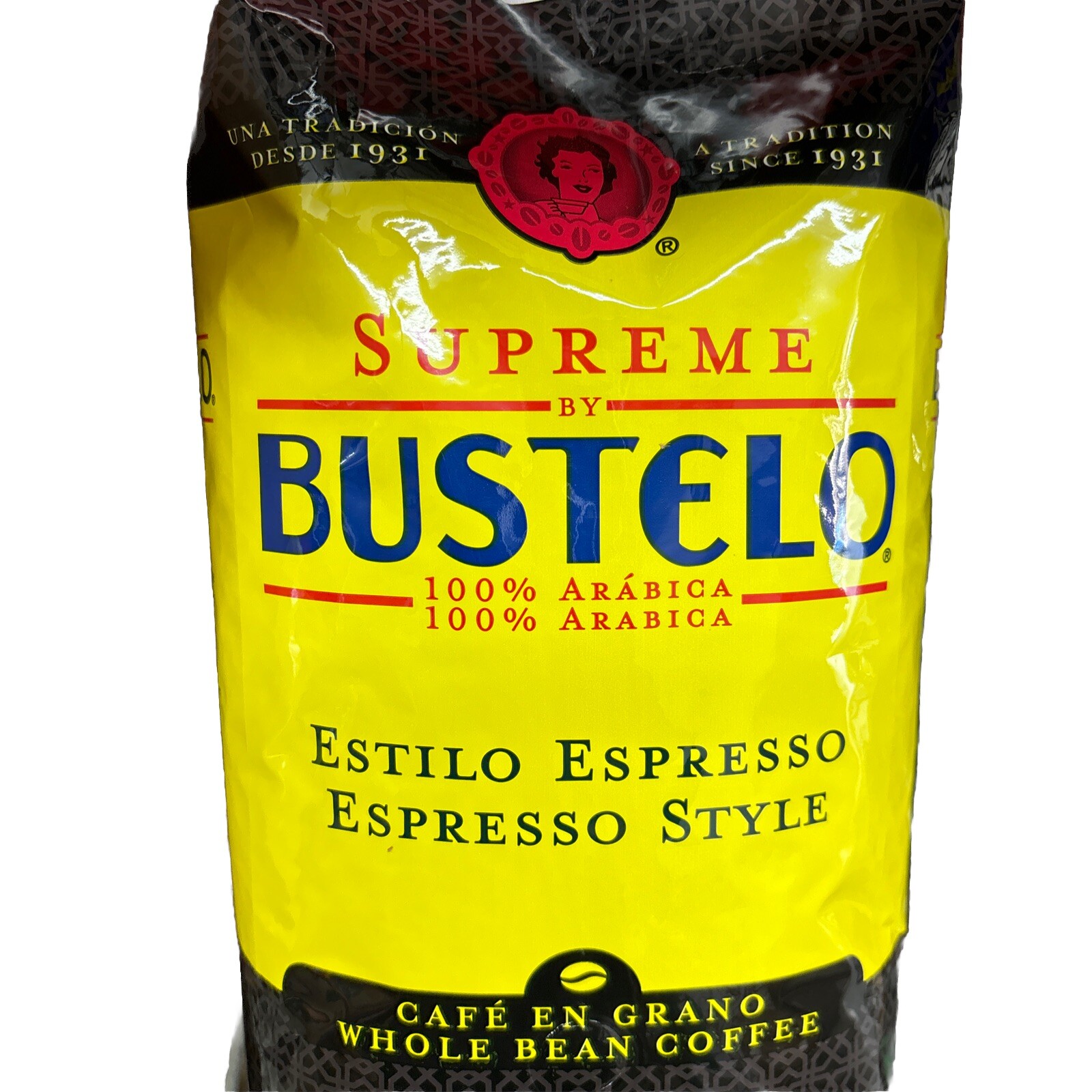 “Café Bustelo Supreme,Whole Bean Espresso - 2 Bags of 2lbs Each (4lbs ...