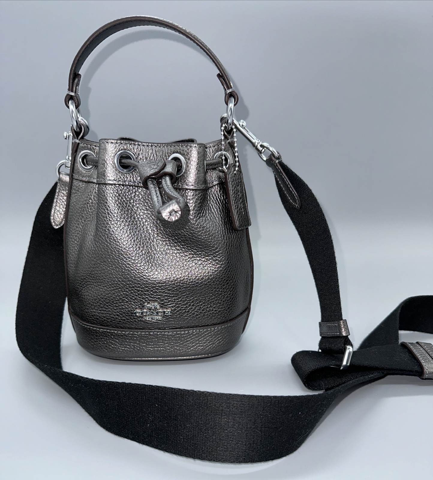 Coach CE589 Dempsey Drawstring Bucket Bag 15 in Silve… - Gem