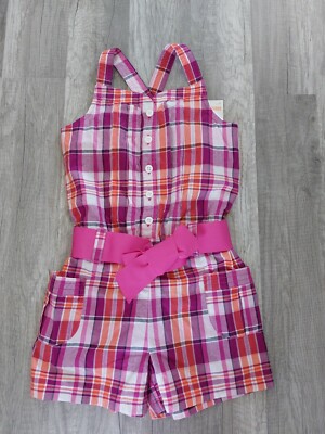 NWT Girls Gymboree Outlet Plaid Romper with Pockets Size 5 | eBay