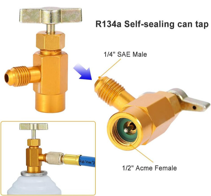 R134a Recharge Hose Kit with Gauge AC Refrigeration Recharging R134a ...