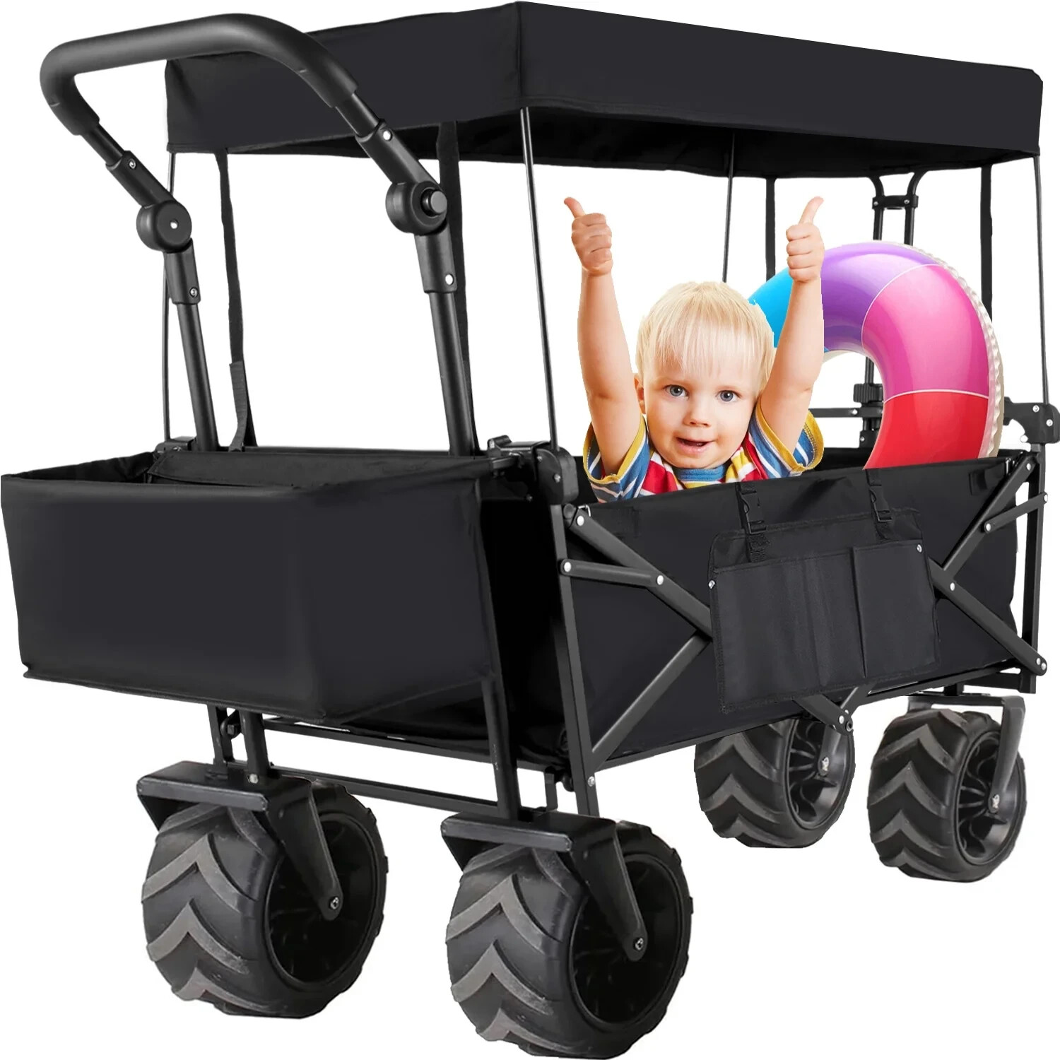Musment 350 lbs Capacity Collapsible Wagon with Foldable | eBay