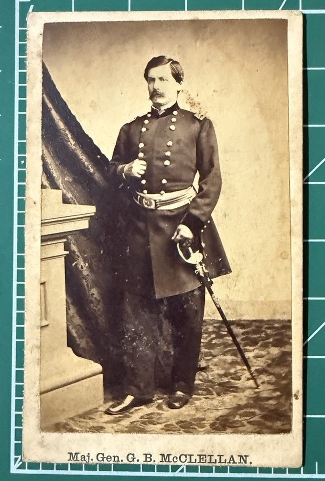 Civil War Maj Gen G B McClellan Standing Uniform Sword CDV Carte De ...
