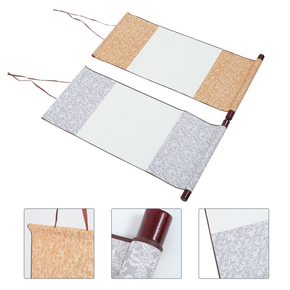 2 Pcs Blank Calligraphy Scroll Chinese Hanging Scrolls Art Paper | eBay ...