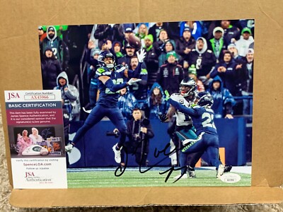 Julian Love Signed Seattle Seahawks Football 8x10 Photo Jsa Coa Auto ...