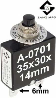 Panel Mount Circuit Breaker Push Button Type Resettable 35 x 30 x 14 ...