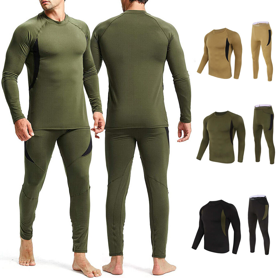 Men Winter Thermal Baselayer Set Full Sleeve Top + Bottom Base Layer ...