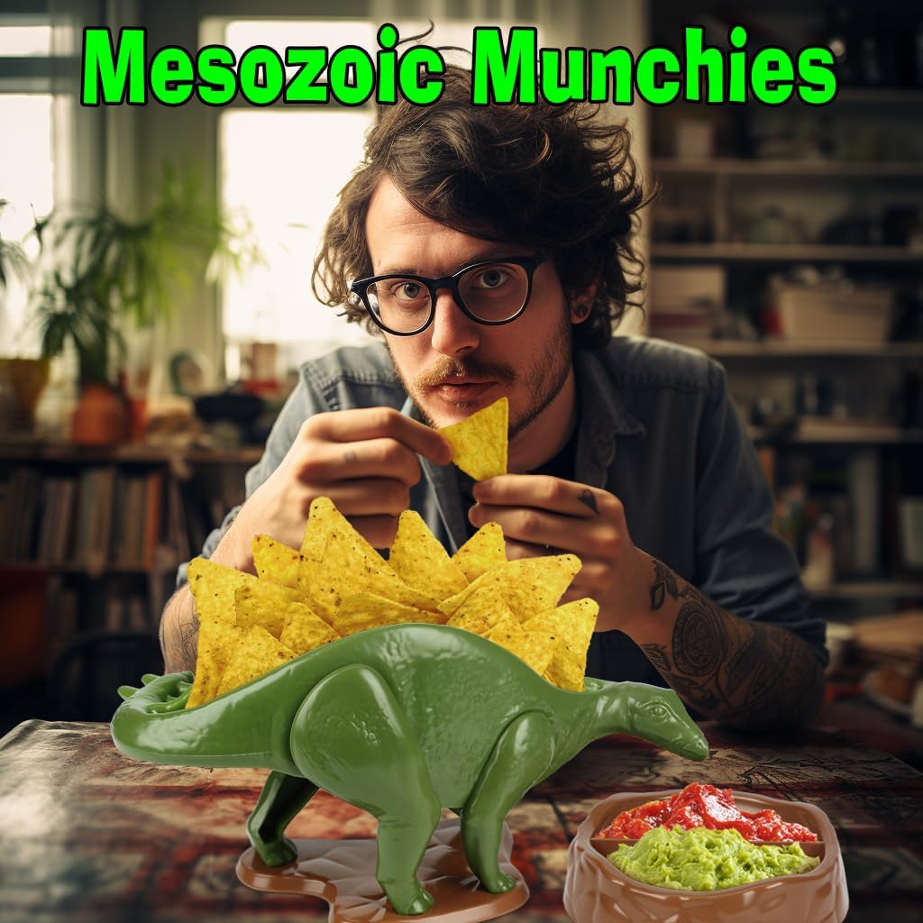 Barbuzzo Nachosaurus Snack & Dip Bowl Set - Dinosaur Chip & Salsa Set ...