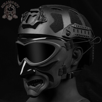 Tactical Full Face Mask W/ Goggles Airsoft CS Protection Halloween ...