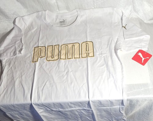 Puma Gold Claw Logo Lusie 100% Cotton T-Shirt - White - Size Large | eBay