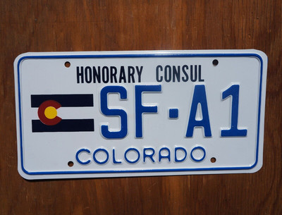 Colorado License Plate HONORARY CONSUL # SF - A1 | eBay