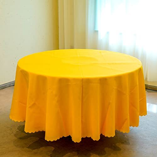 Yellow Round Tablecloth 90 Inch for 6 Foot Tables Machine Washable Stain Resi... | eBay