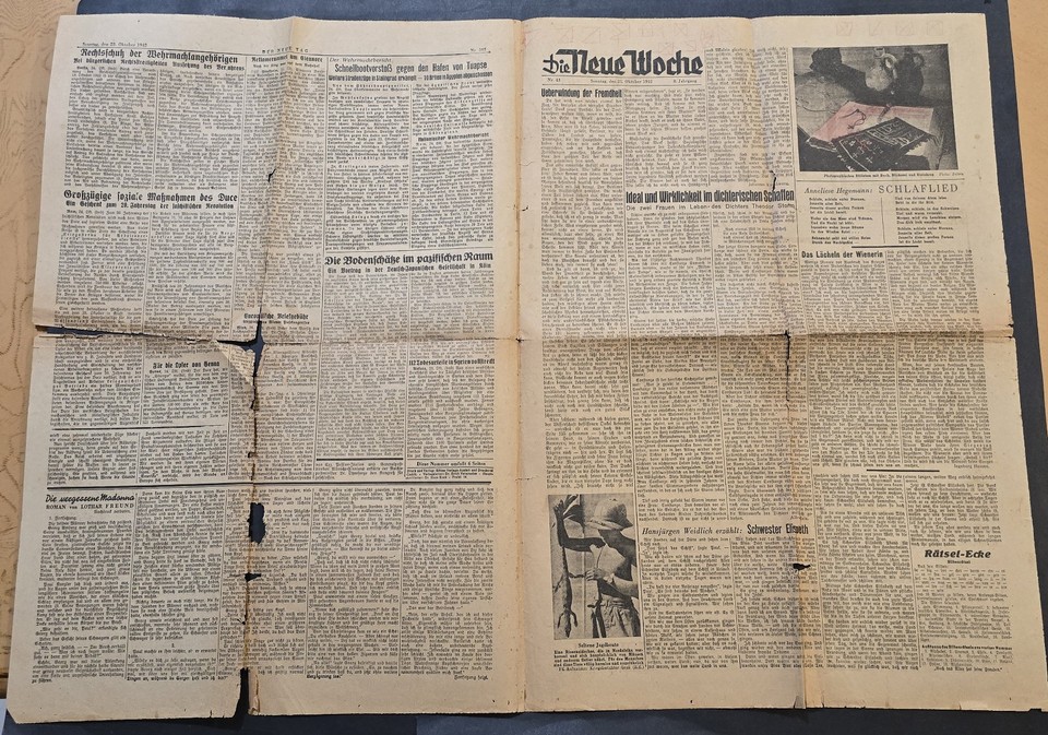 1942 Der Neue Tag Cologne WW2 German Newspaper Roosevelt Grant U-Boat ...