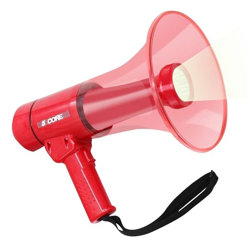 5 Core Megaphone 50W Waterproof Bull Horn PA Speaker w 800 Yard Range ...