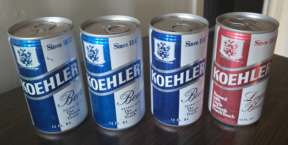 4 KOEHLER BICENTENNIAL Beer Cans Erie PA ~ Spirit of 76, Paul Revere ...