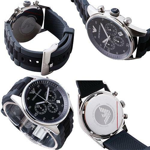 NEW EMPORIO ARMANI SPORTIVO AR5866 BLACK DIAL SILICONE STRAP MEN'S ...