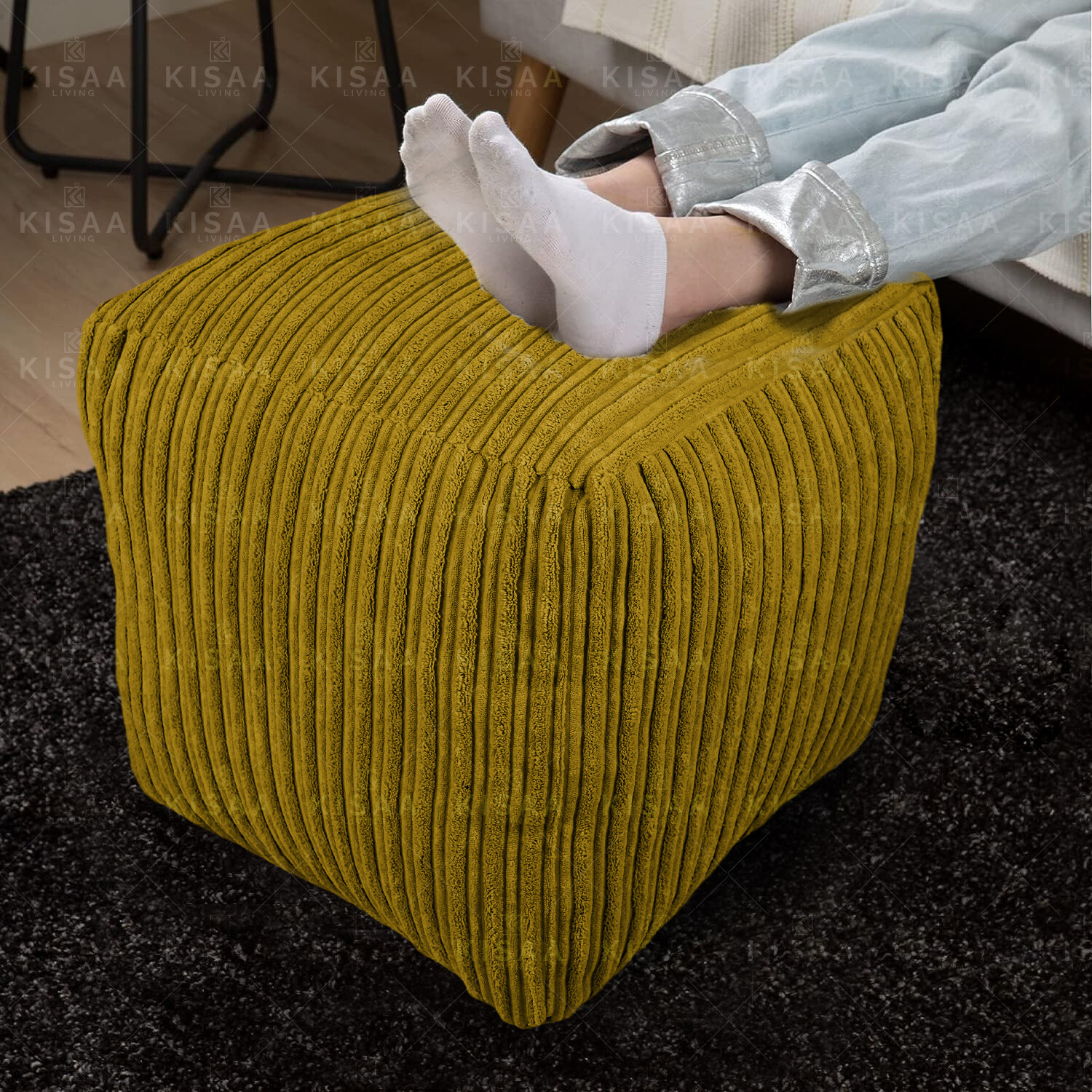 Square Shape Bag Footstools Foot Rest Stool Pouffe Living Room Beanbag ...