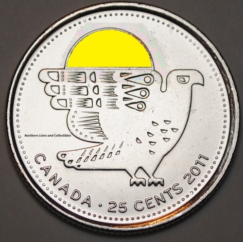 Canada 2011 25 cents Coloured Falcon Nice UNC from roll - BU Canadian ...