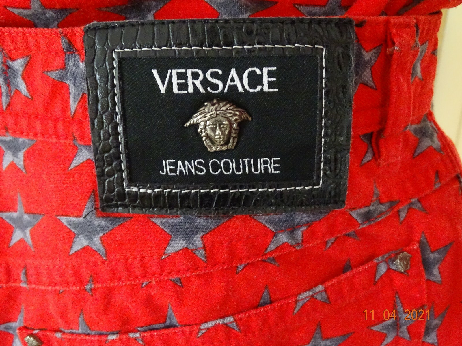 90's Versace Jeans Couture Vintage red ,stars jeans … - Gem