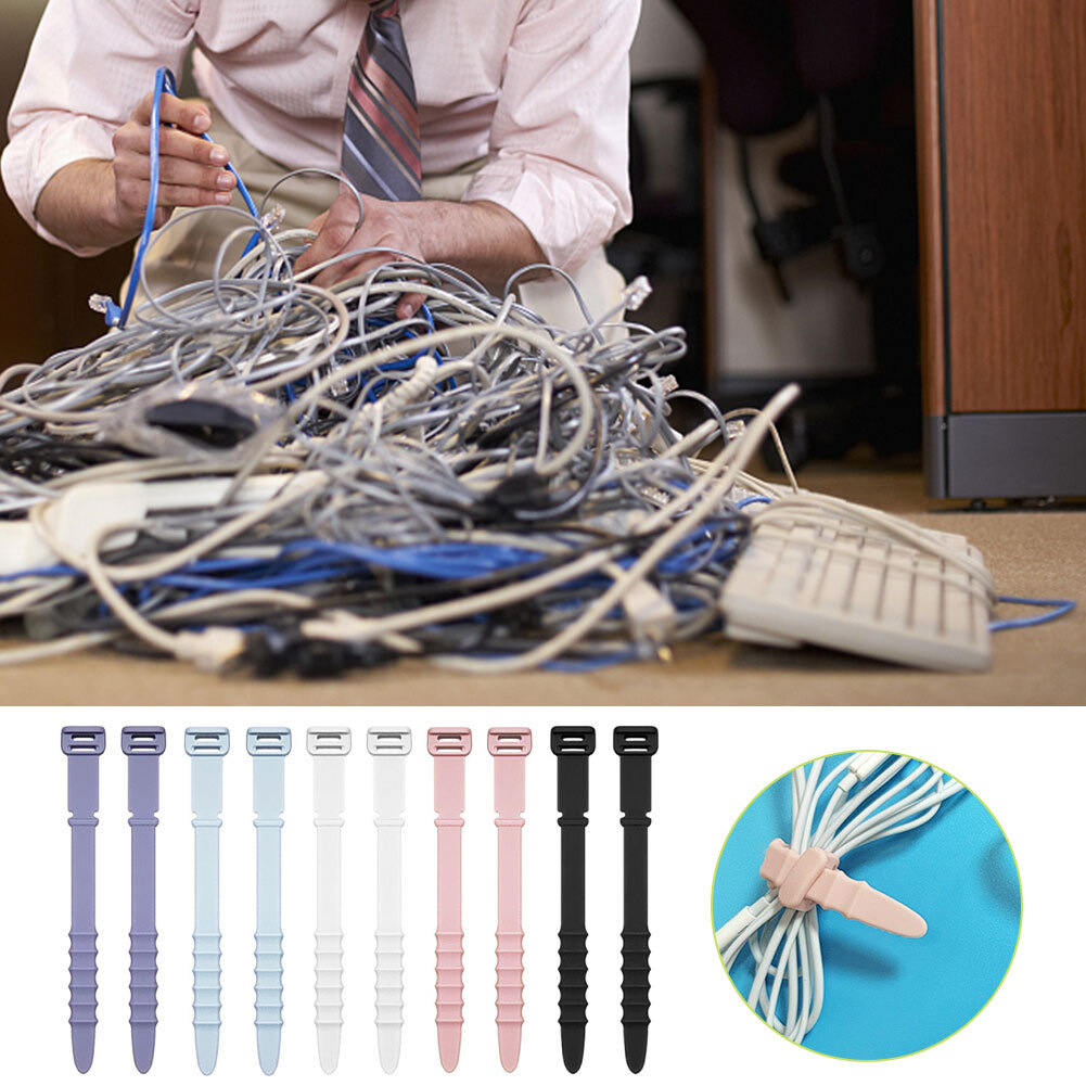 Reusable Straps Home Office Table Cable Zip Tie For Wire Management USB ...