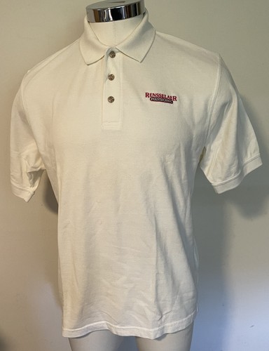 RPI Rensselaer Polytechnic Institute White SS Polo Shirt Mens L Cotton ...