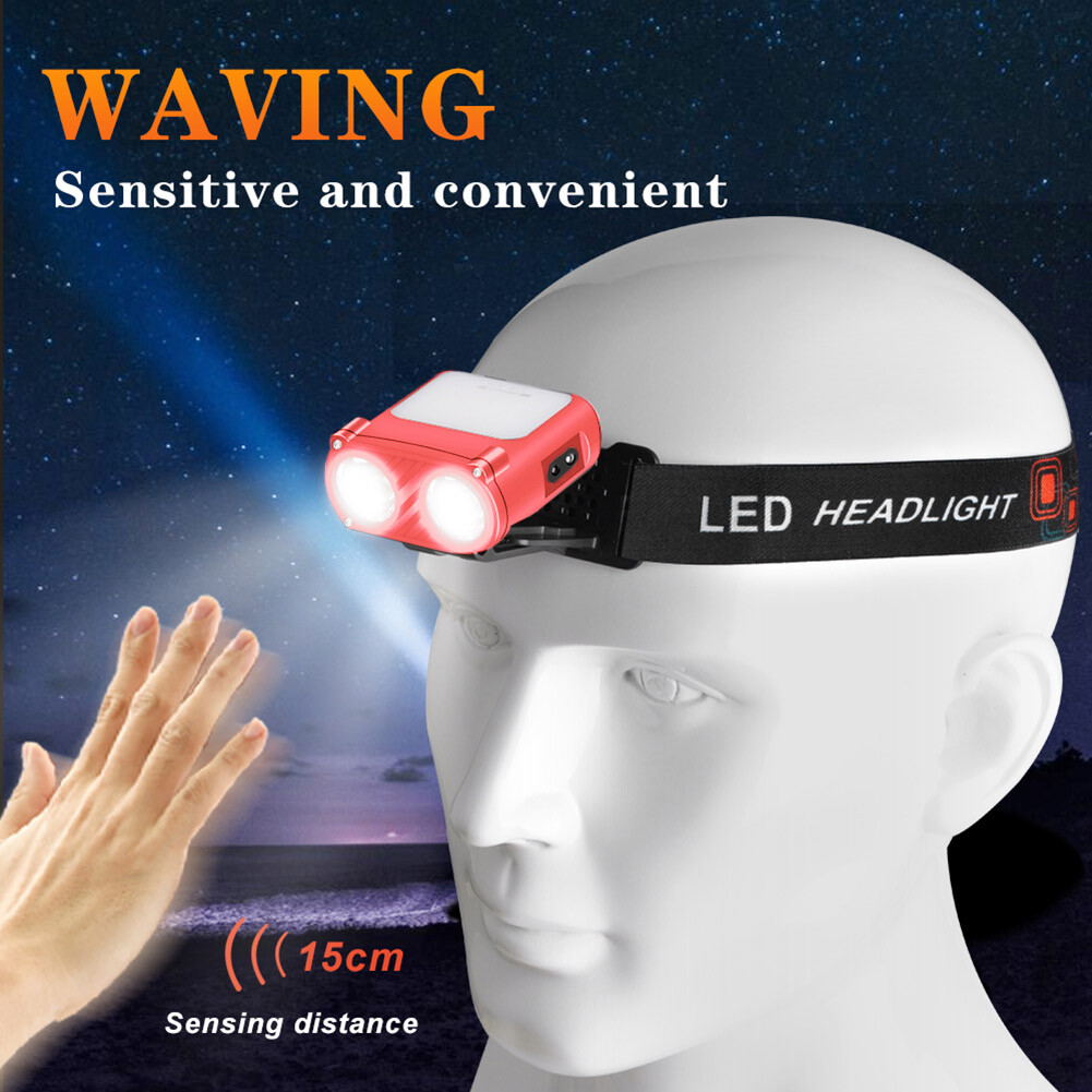COB LED Hat Clip Light Wave Sensor Headlight Mini Flashlight 5 Modes ...