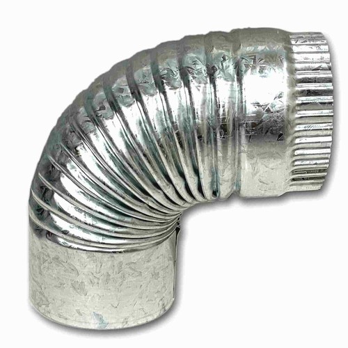GAS Heater Flue Elbow Bend Pipe Bend 90 Deg Galvanised 100mm Crimped ...