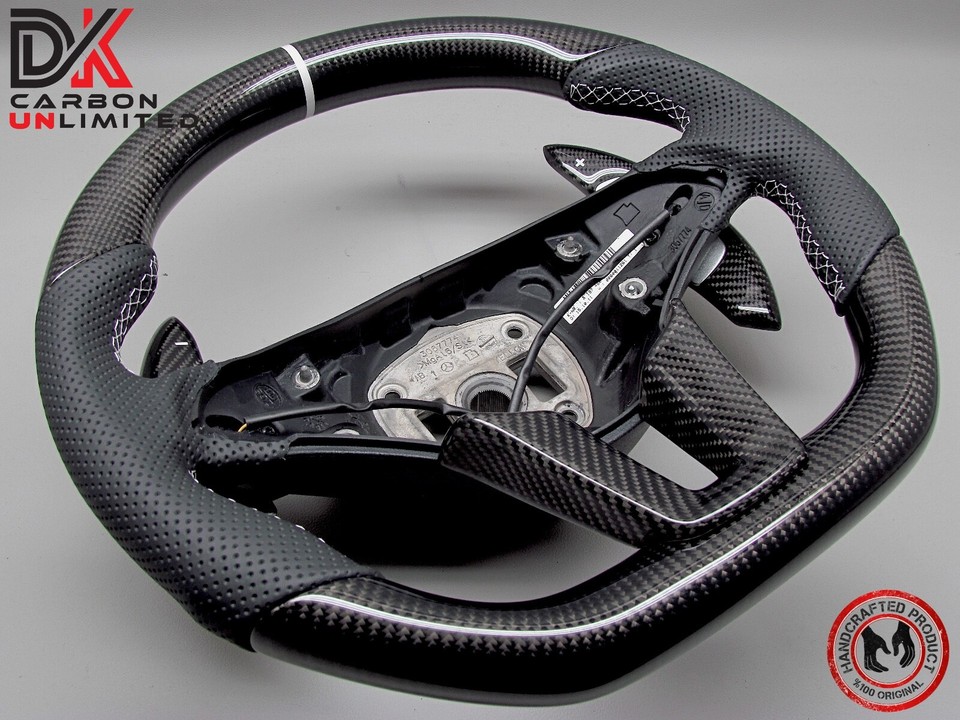 Mercedes W197 SLS 63 AMG White Ring Perforated Thick Carbon Steering ...