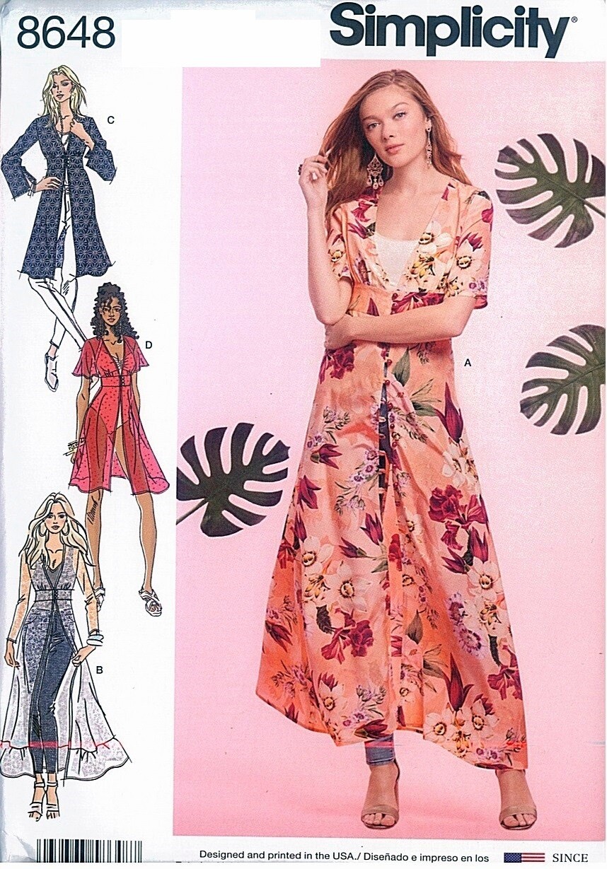 OOP Simplicity 8648 Dusters 2 Lengths Sewing Pattern Misses Size H5 6 ...