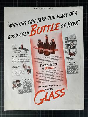 Vintage 1936 Bottled Beer Glass Container Association Print Ad | eBay