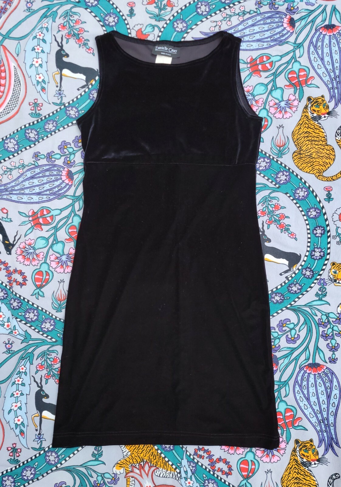 Danielle Casey 90s vintage little black velour dress … - Gem