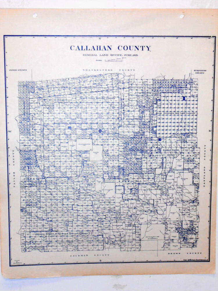Old Callahan County Texas Land Office Owner Map Baird Clyde Cross ...