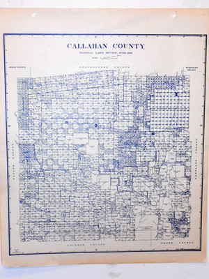 Old Callahan County Texas Land Office Owner Map Baird Clyde Cross ...