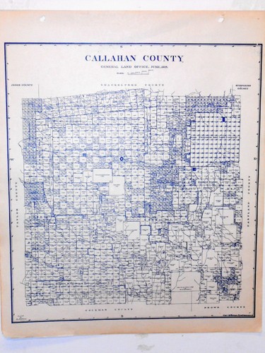 Old Callahan County Texas Land Office Owner Map Baird Clyde Cross ...