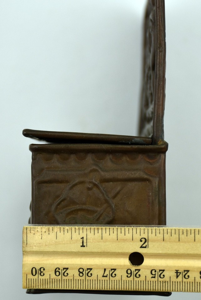 Antique Copper Wall Mount Match Safe Holder Box w/ Stamped images Dog ...
