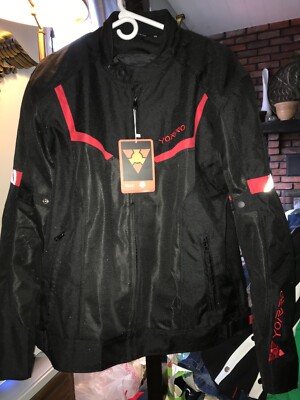 NWT YORRO Motocross MOTORCYCLE Armor JACKET Reflective BLACK/RED Liner ...