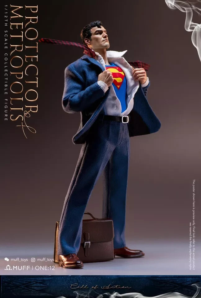 MUFF TOYS 1/12 Super Man Metropolis Reporter Clark Kent Action Figure ...